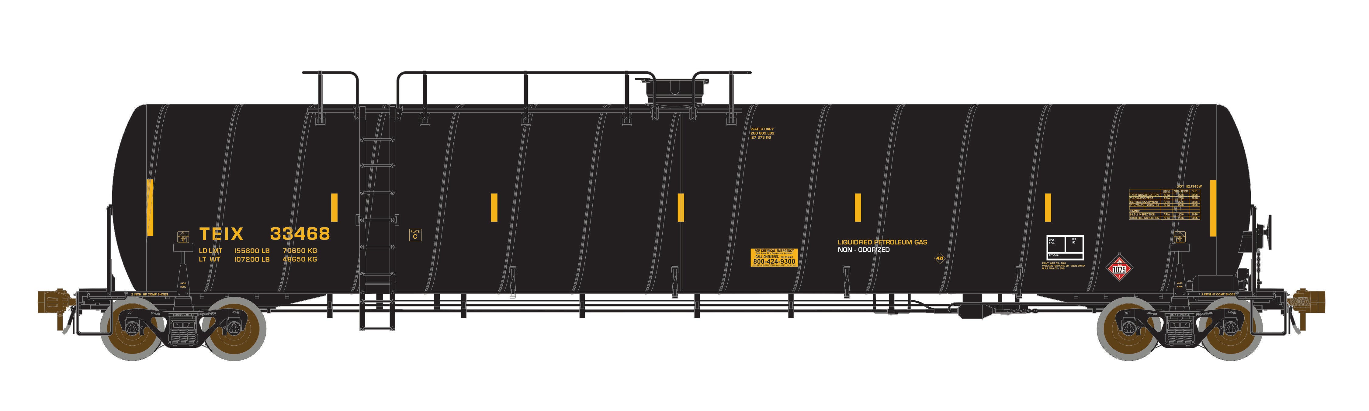 TEIX Liquified Petroleum Tank Car (LPG) Spiral Tank Car. Black. Versio ...