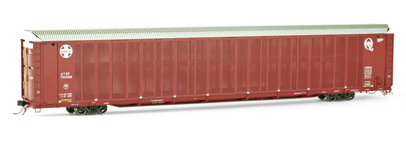 ATSF #700099 SAFE-PAK, BI-LEVEL, HIGH ROOF, CLAM SHELL END DOORS – Roka Models